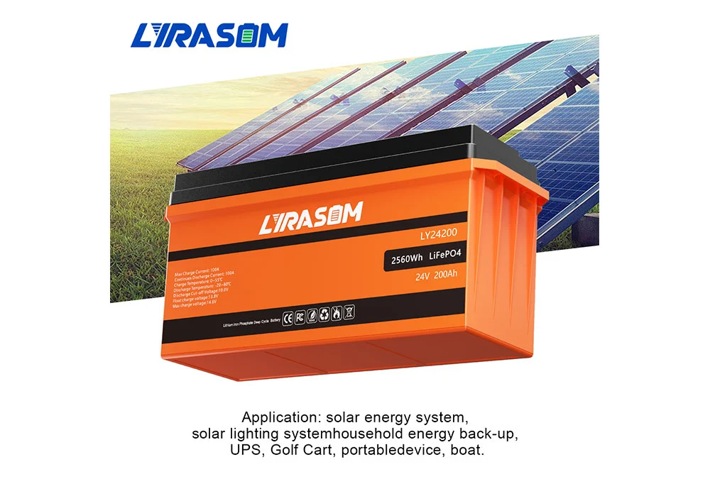 24V 200Ah LiFePO4 Battery, 24v 200ah Lithium Ion Battery Price | Lyrasom